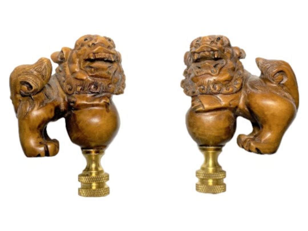 FOO DOG LIONS Pair Netsuke Lamp Shade Finials - Etsy