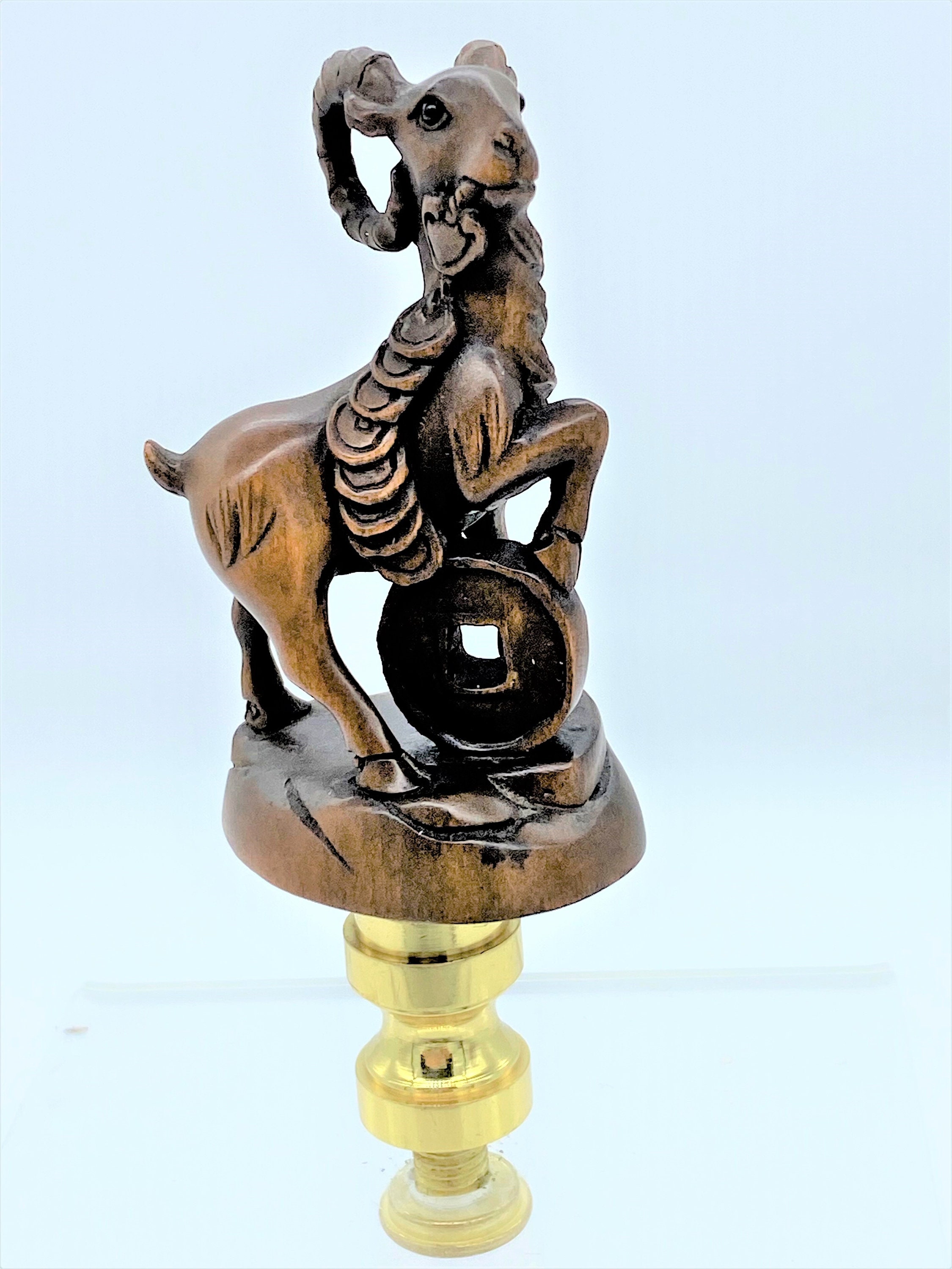 Goat Sheep Ram Wealthy Vintage Wood Netsuke Lamp Finial - Etsy