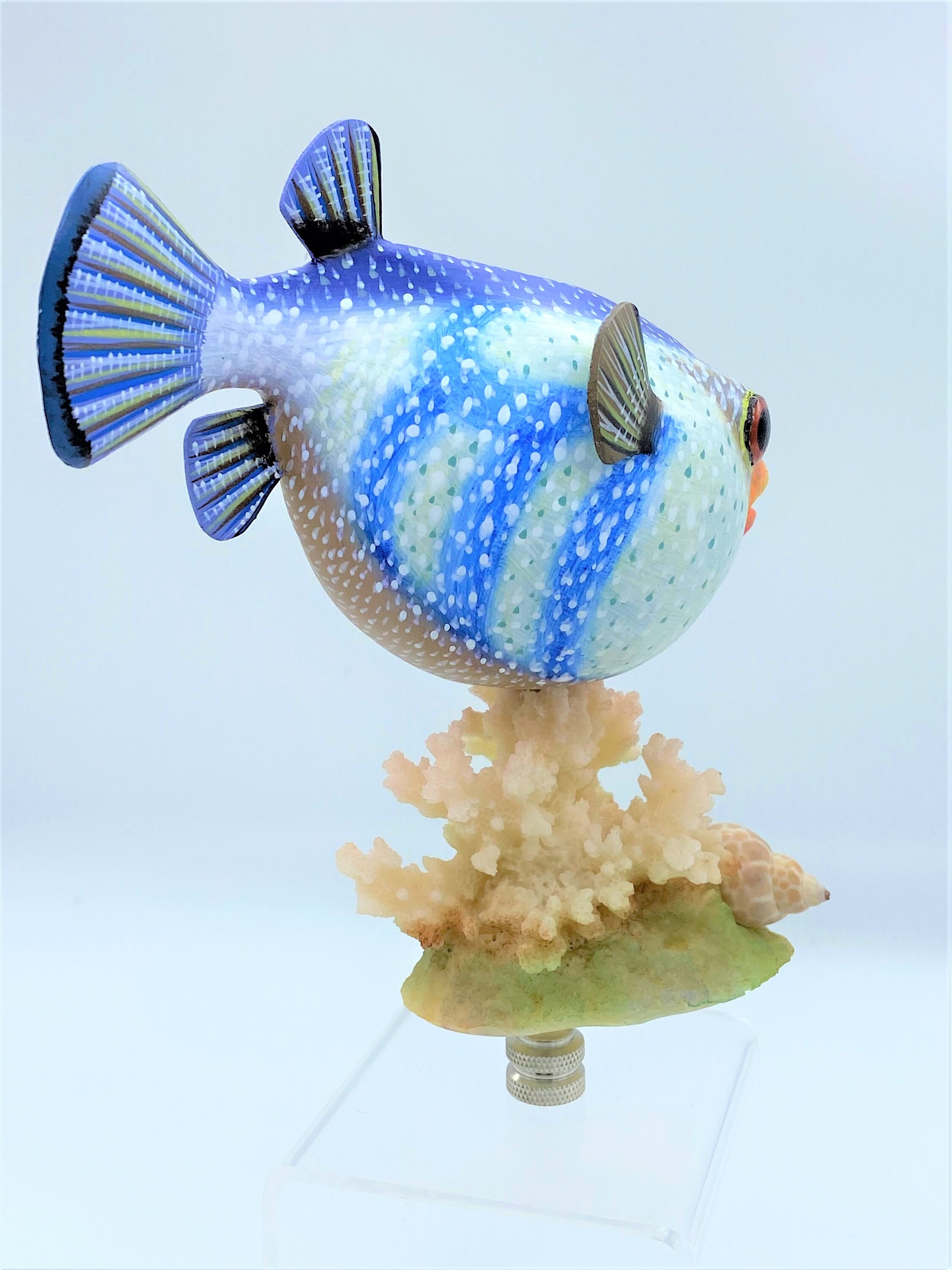 Fish Tropical Puffer Wood Lamp Finial - Etsy