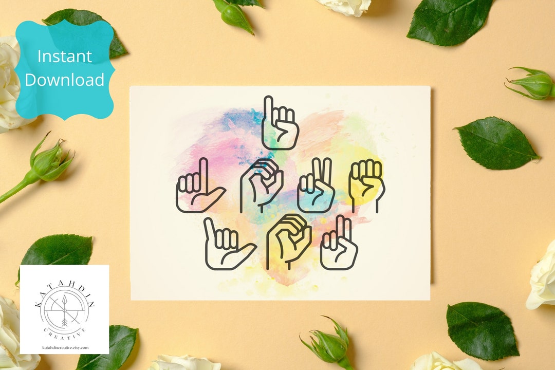 Printable Card, I Love You, Sign Language, ASL, Instant Download ...