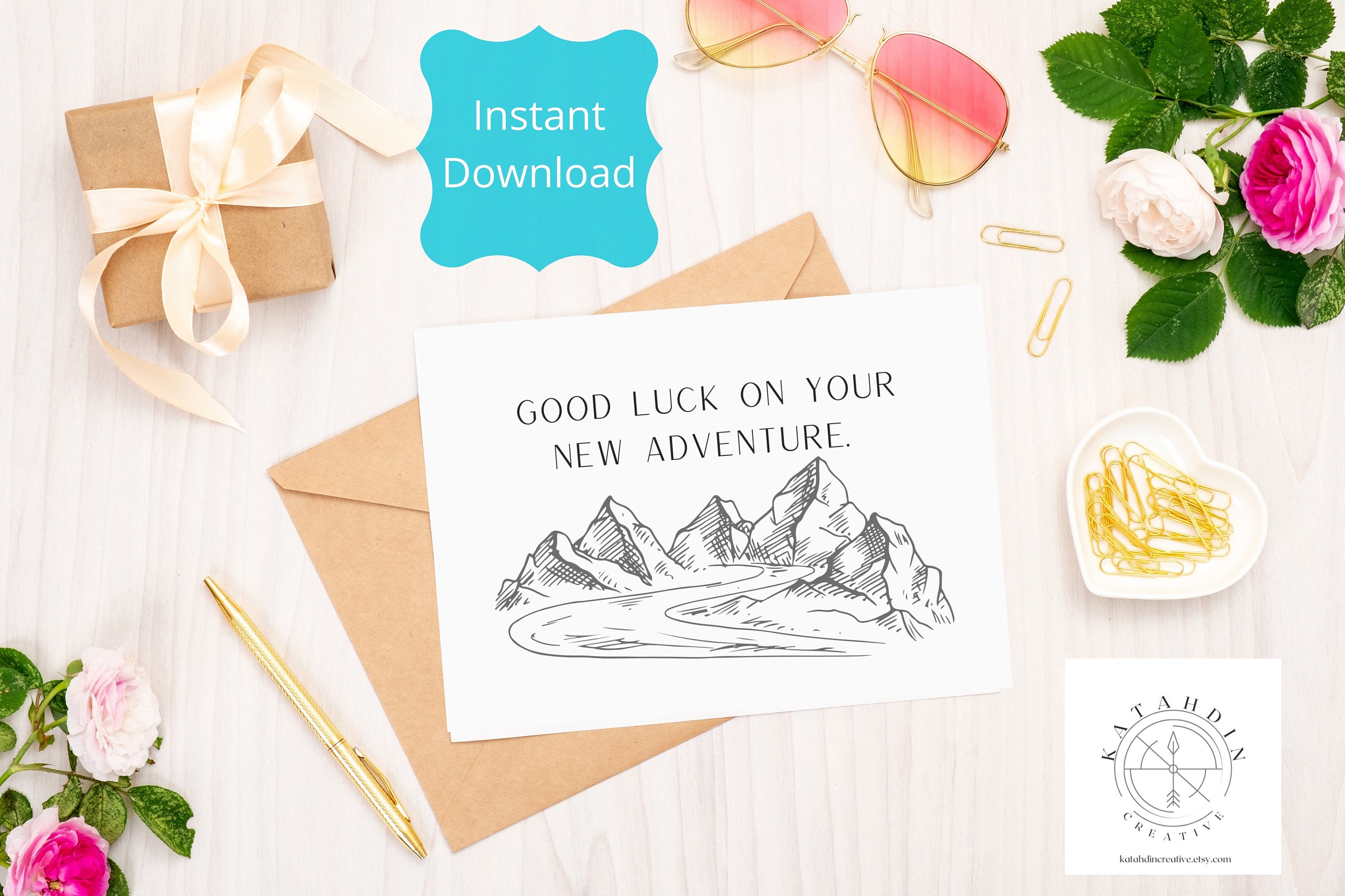 Printable Card, Good Luck on Your New Adventure, Instant Download ...