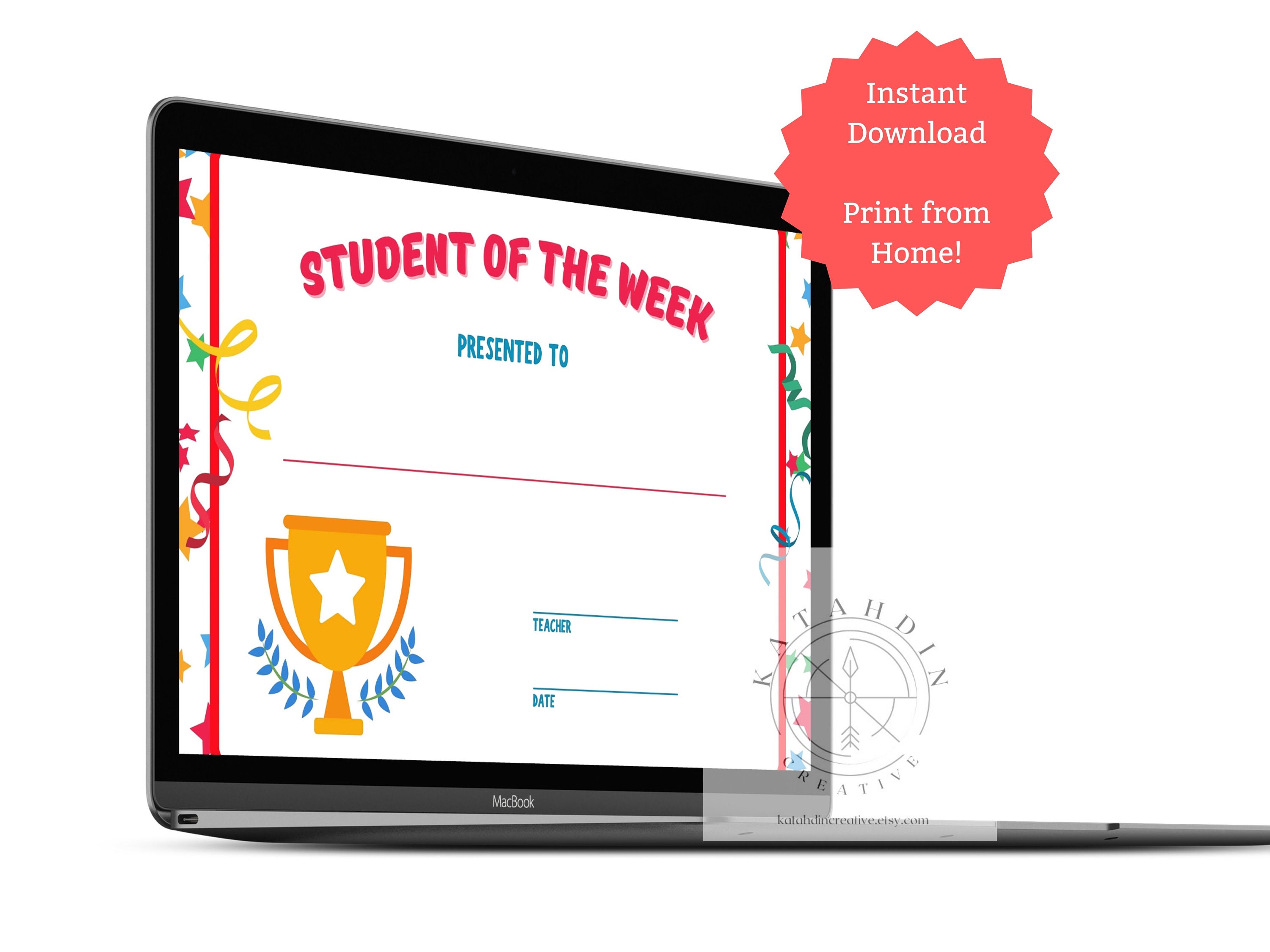 Printable Student of the Week Certificate, Instant Download, School ...