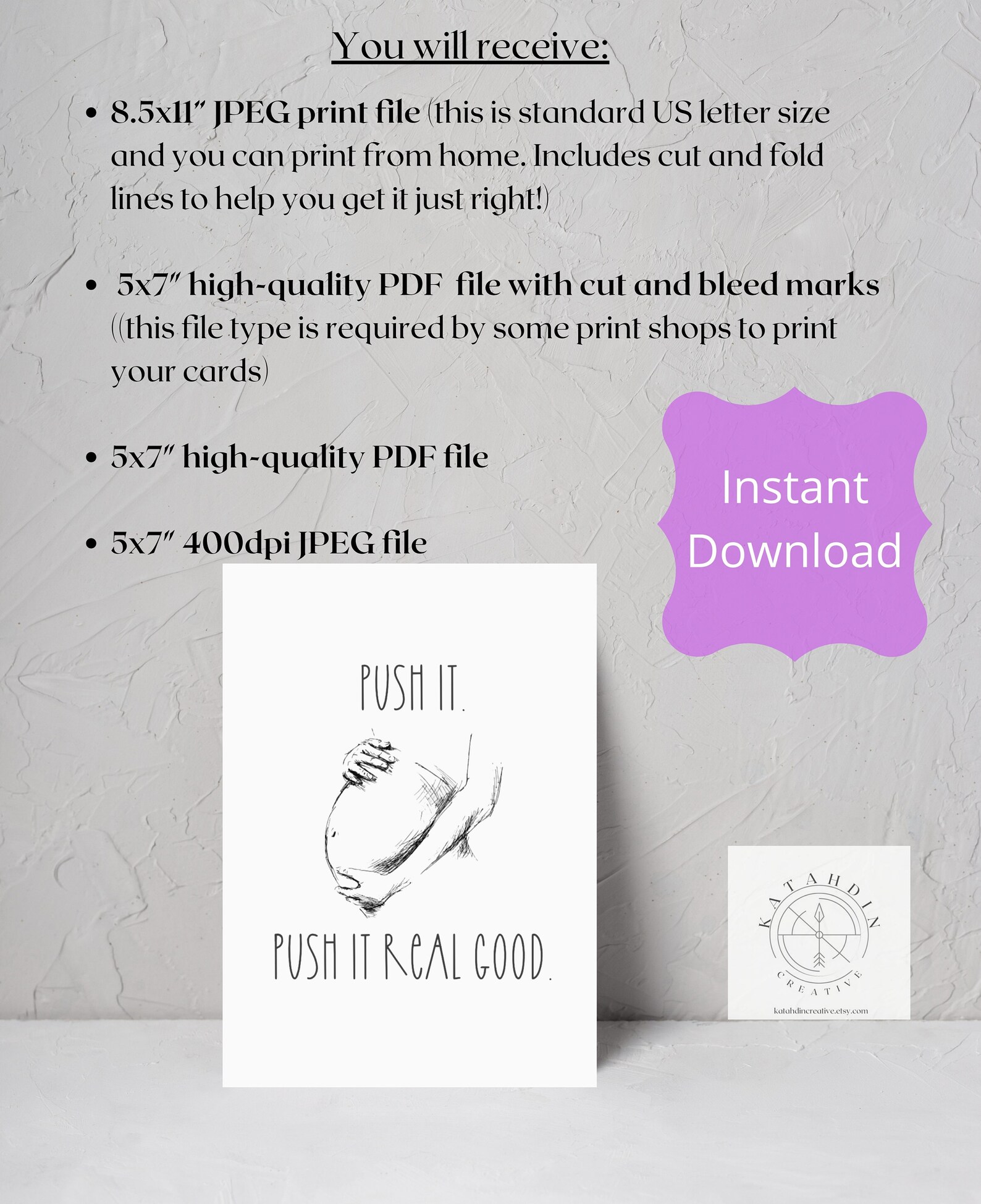 Printable Card, Push It Push It Real Good, Instant Download, Digital ...