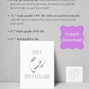 Printable Card, Push It Push It Real Good, Instant Download, Digital ...