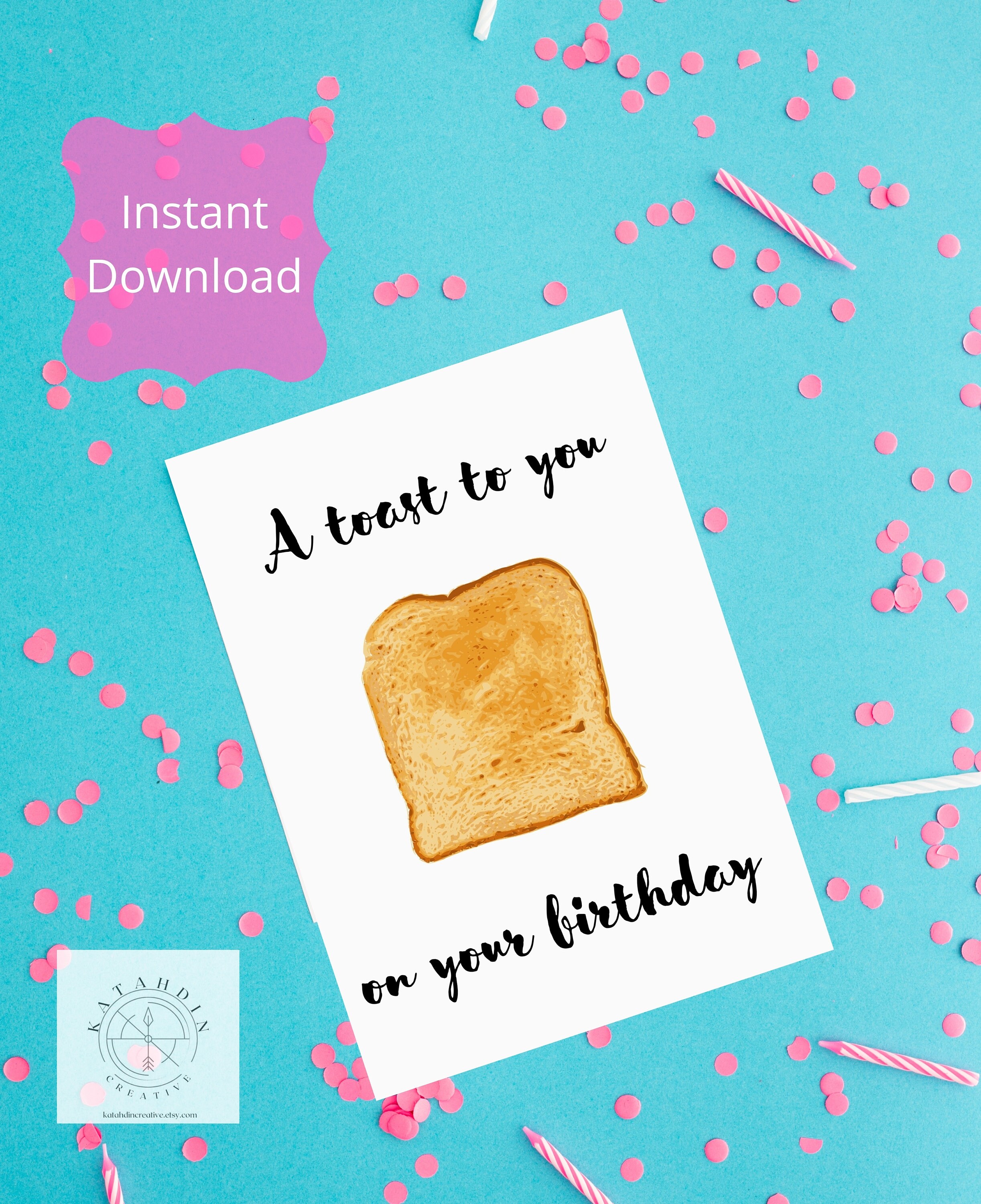 Printable Card, A Toast to Your Birthday, Instant Download, Digital ...
