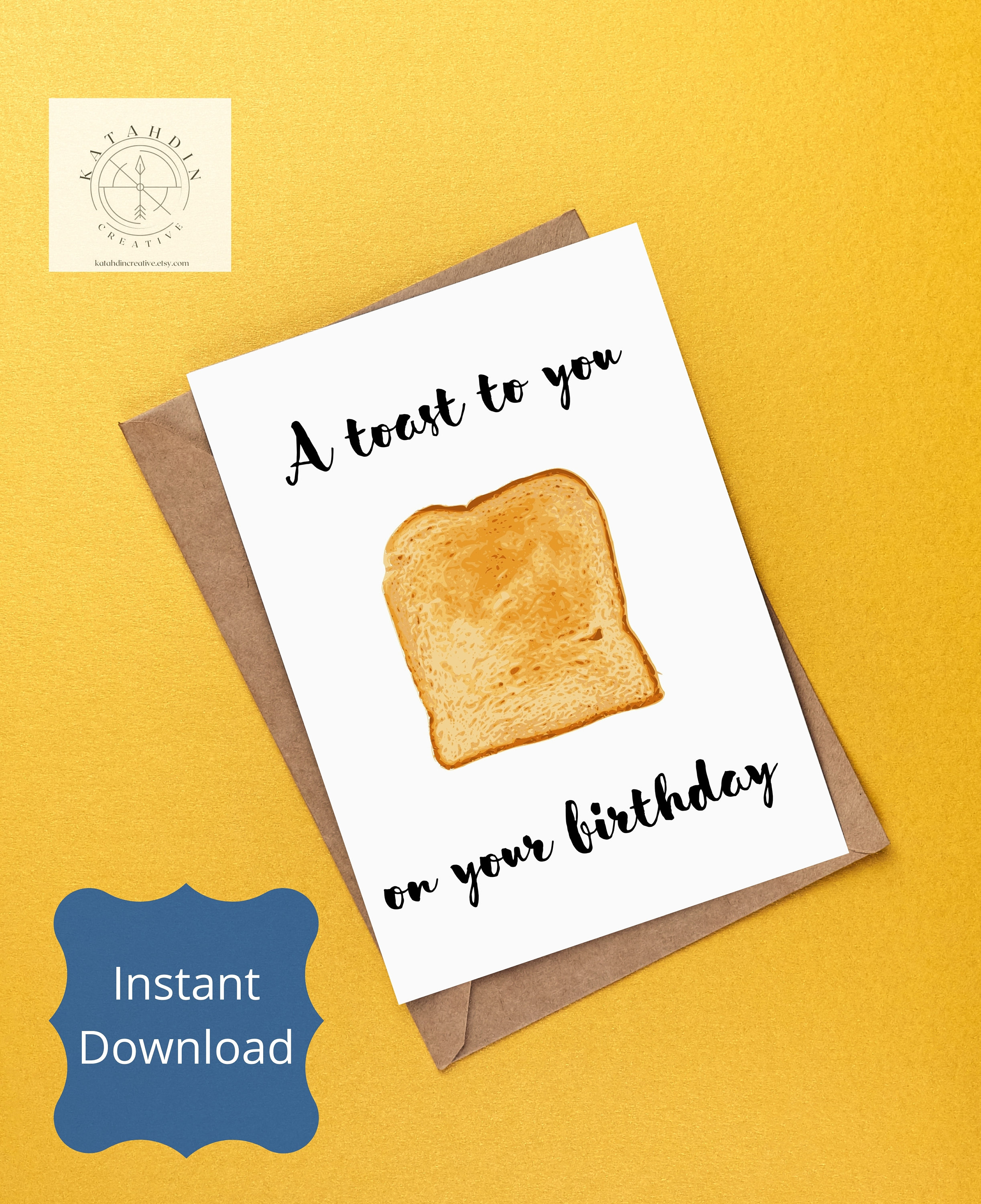 Printable Card, A Toast to Your Birthday, Instant Download, Digital ...