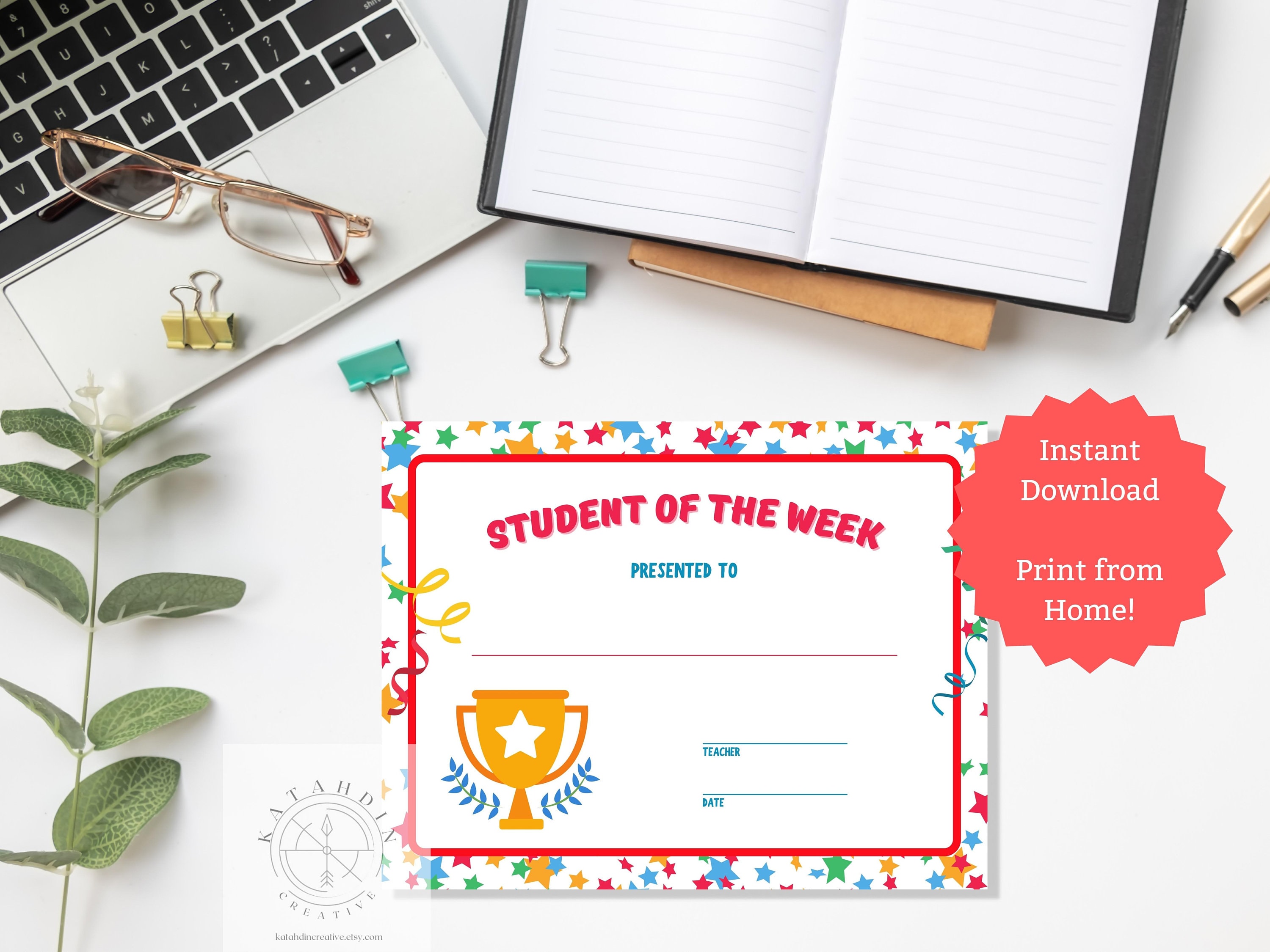 Printable Student of the Week Certificate, Instant Download, School ...