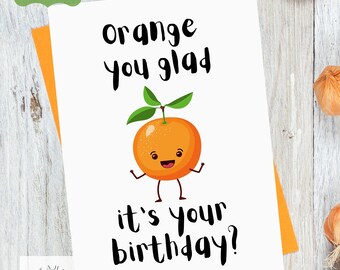 Orange Birthday Card | Etsy