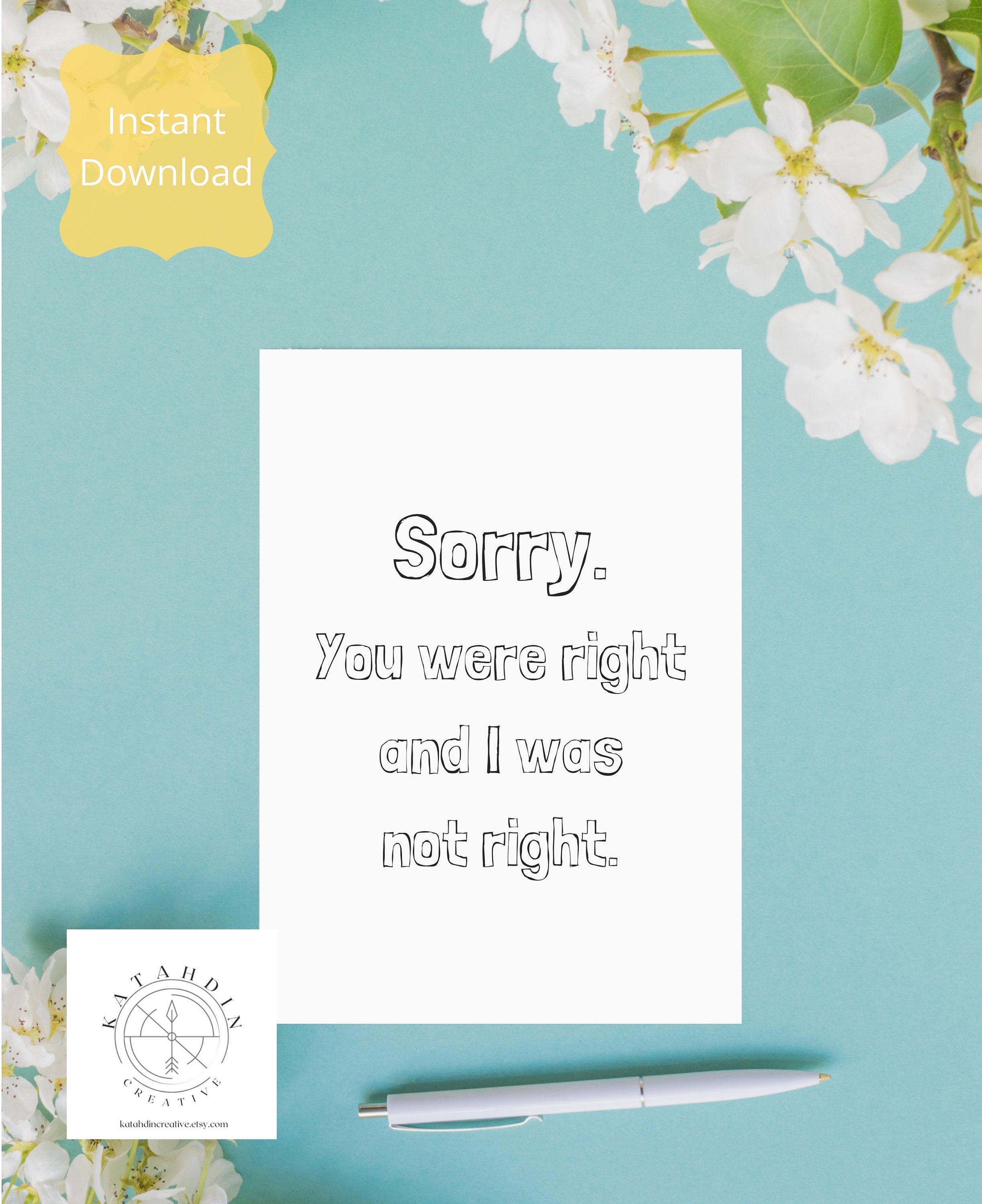 Printable Card, Sorry You Were Right and I Was Not Right, Instant ...