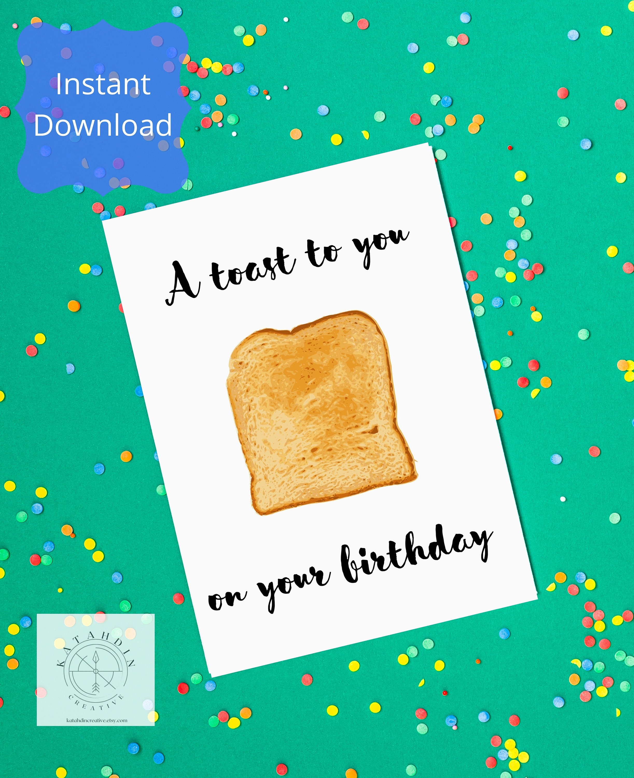 Printable Card, A Toast to Your Birthday, Instant Download, Digital ...