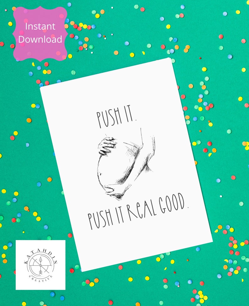 Printable Card, Push It Push It Real Good, Instant Download, Digital ...