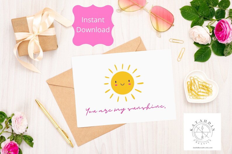 Printable Card, You Are My Sunshine, Instant Download, Digital Download ...
