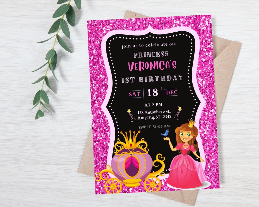 Princess Birthday Invitation Princess Theme Party Princess - Etsy