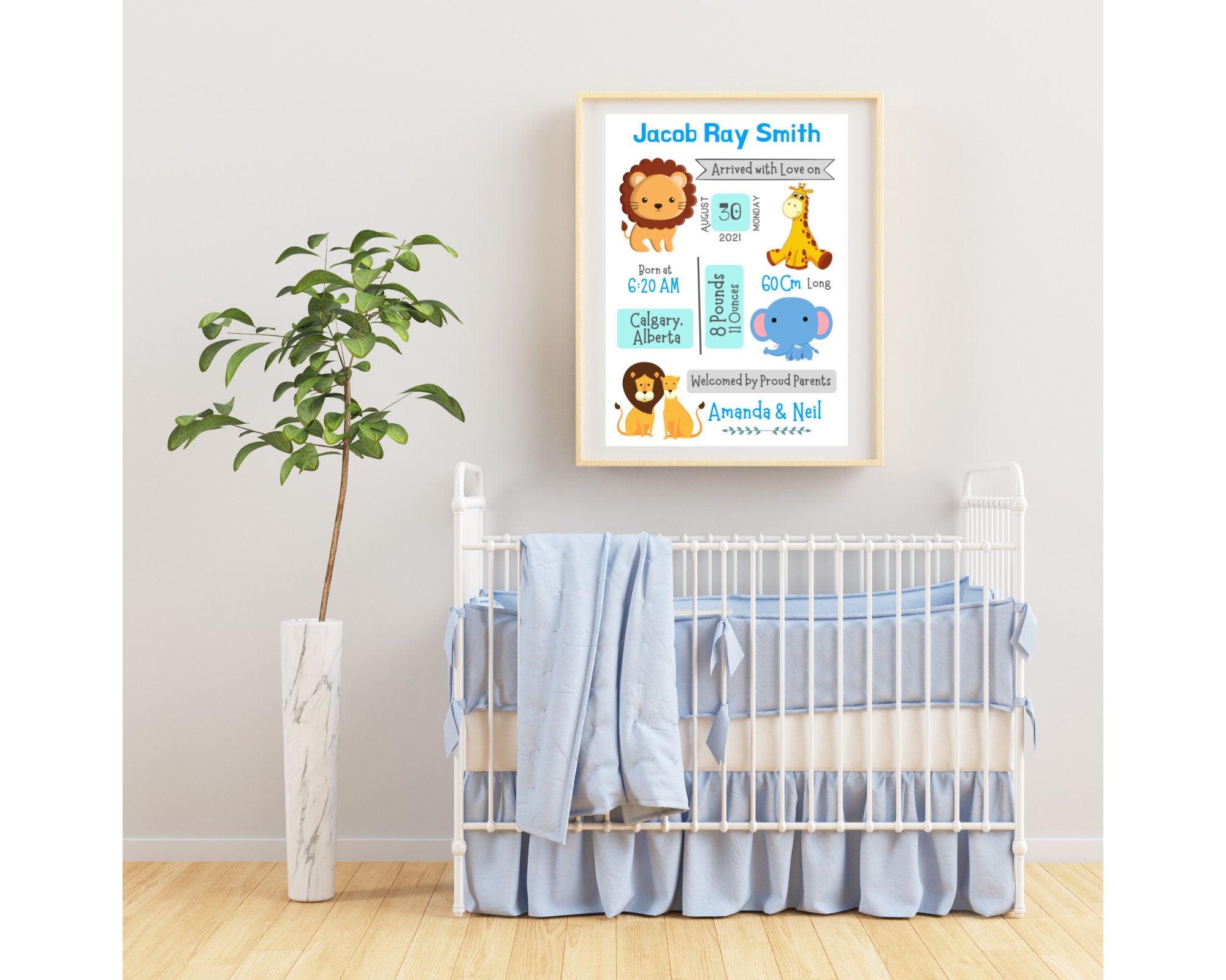 Printable Birth Stats Wall Art Personalized Newborn Gift - Etsy