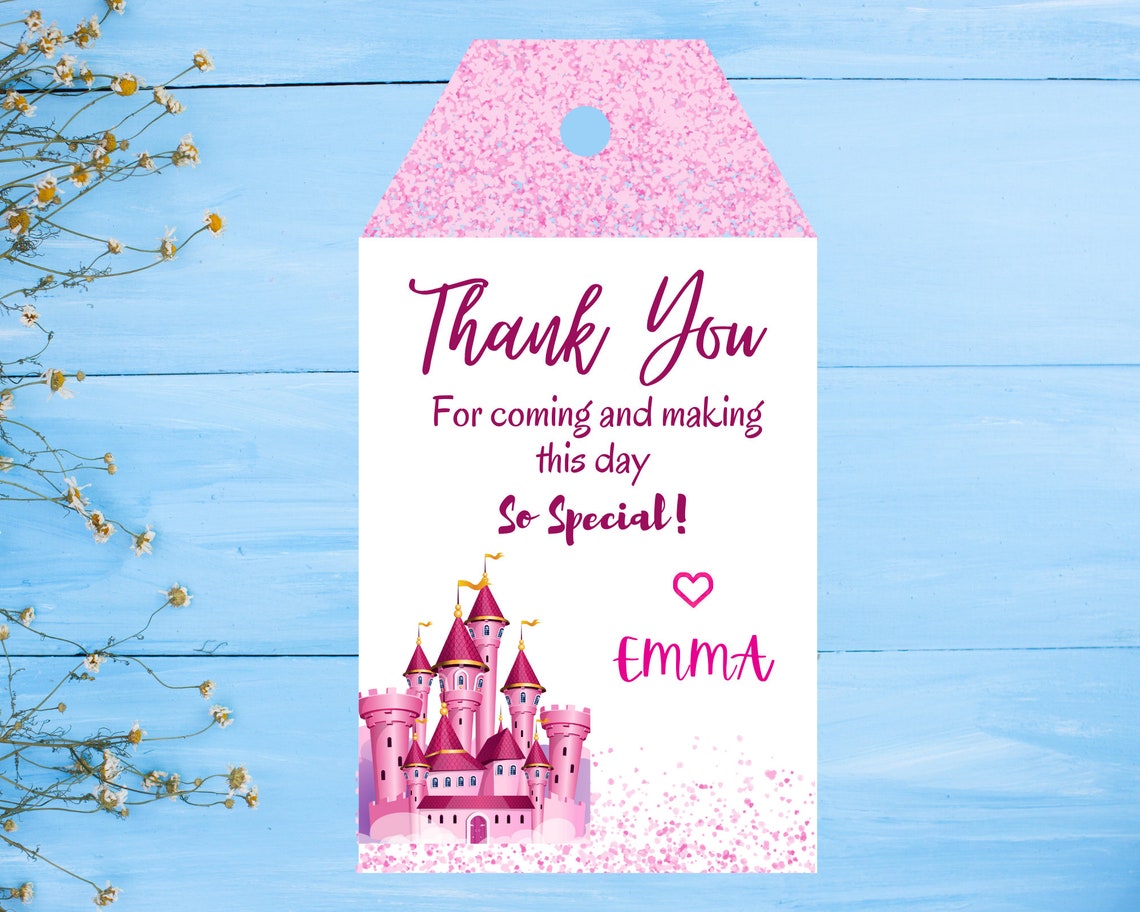 Printable Birthday Thank You Tags, Personalized Text, Pink Theme Party ...