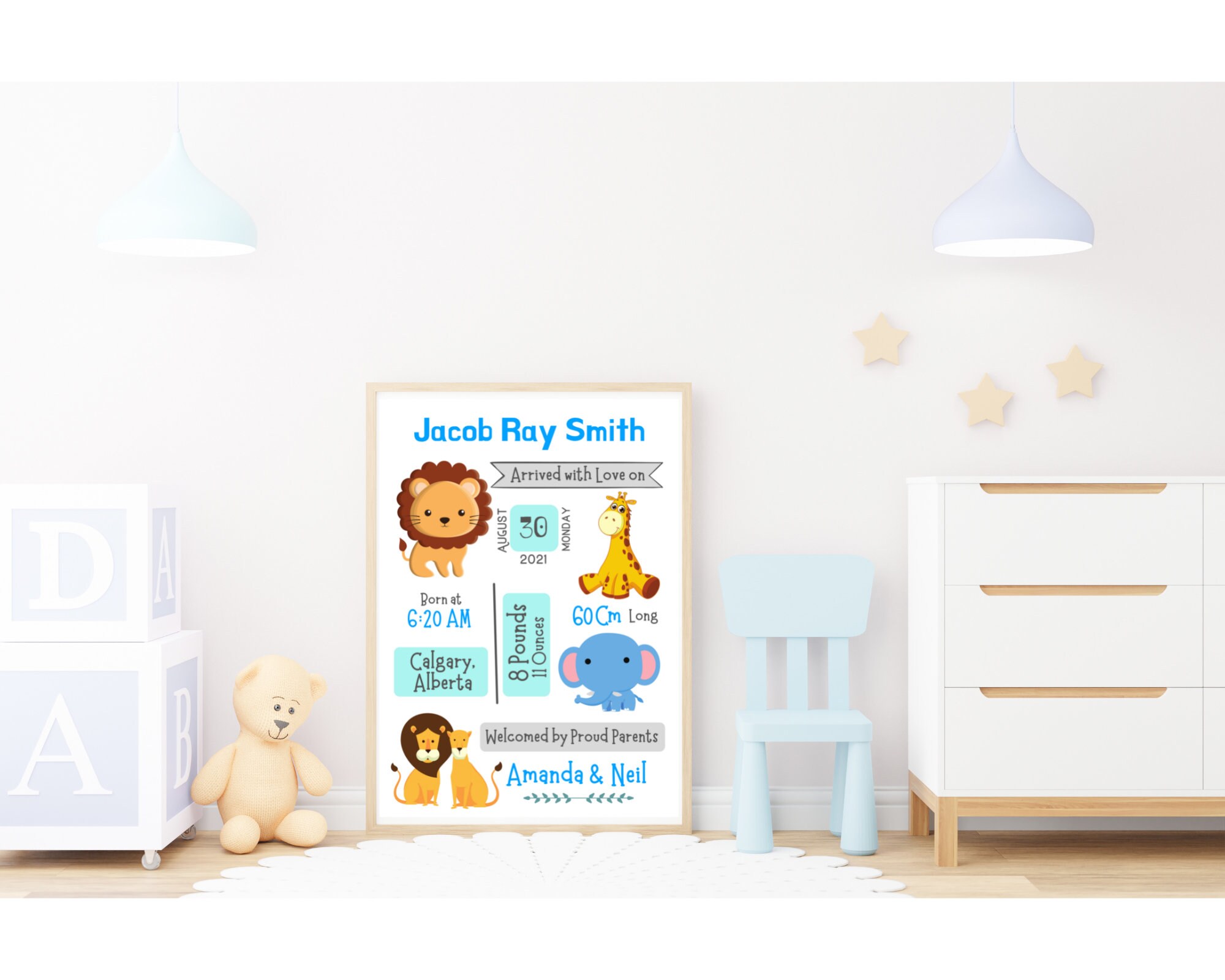 Printable Birth Stats Wall Art Personalized Newborn Gift - Etsy