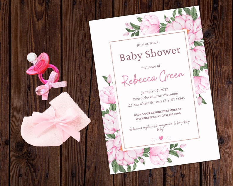 Printable Pink Theme Baby Shower Invitation Baby - Etsy