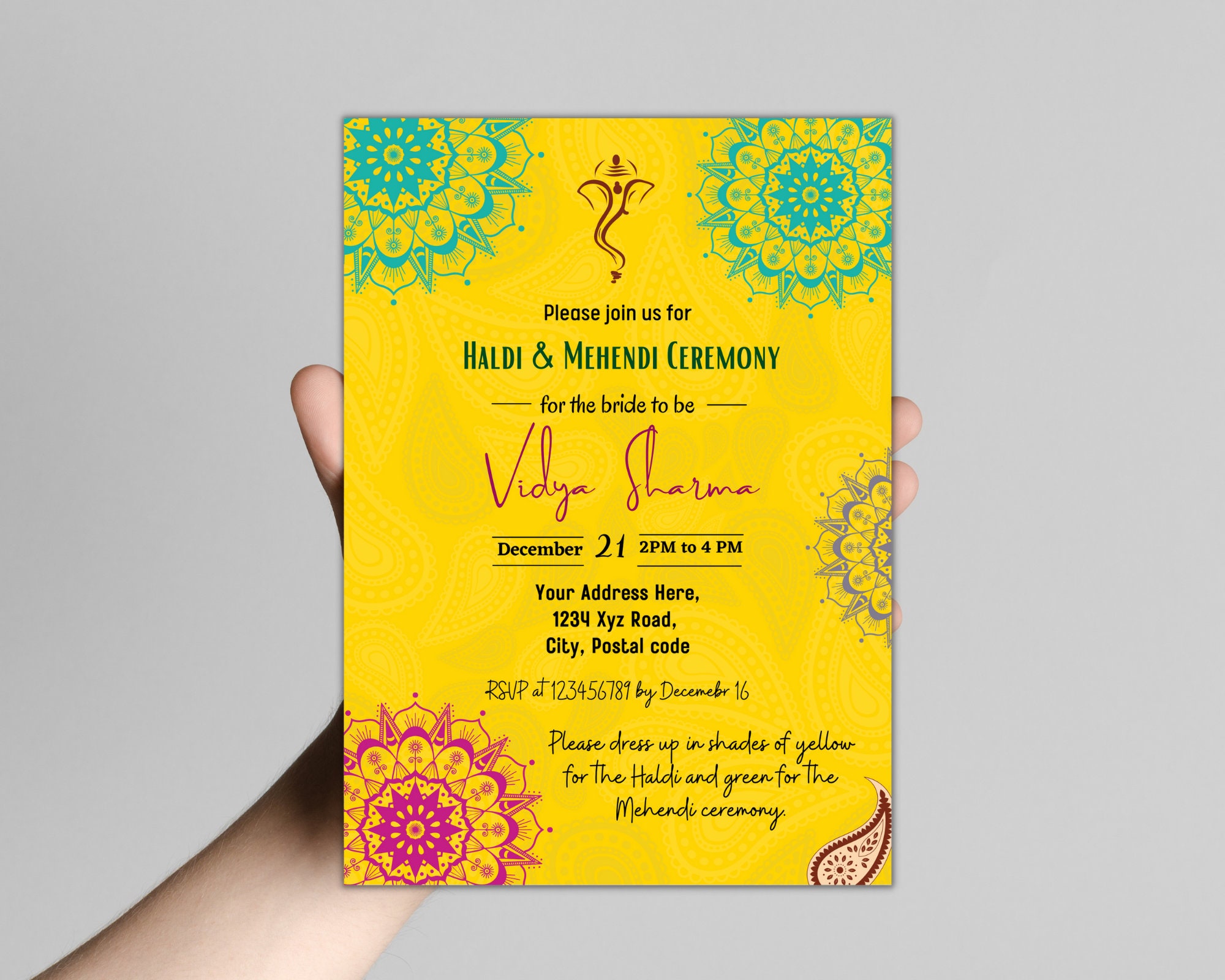 Buy Printable Indian Haldi and Mehndi Invitation, Ubtan Party ...