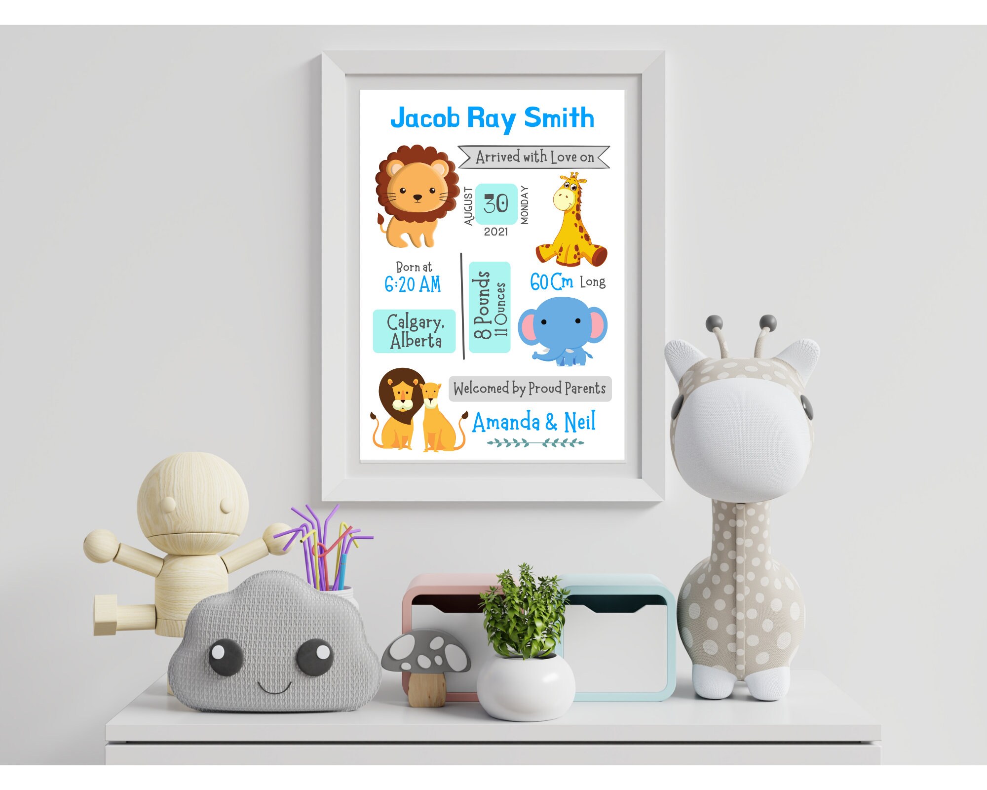 Printable Birth Stats Wall Art Personalized Newborn Gift - Etsy