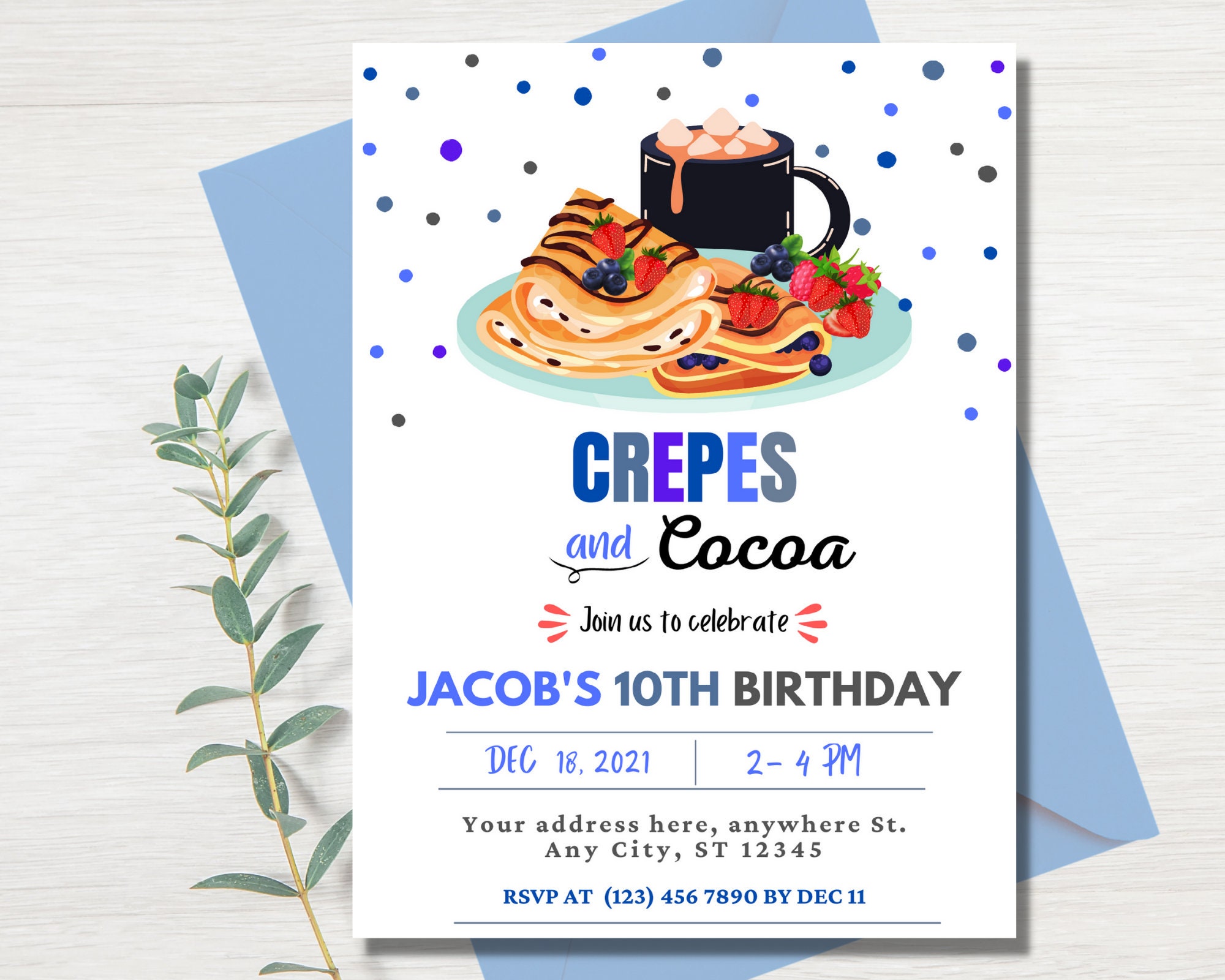 Crepes & Pajamas Birthday Invitation Crepes and Pjs Party - Etsy