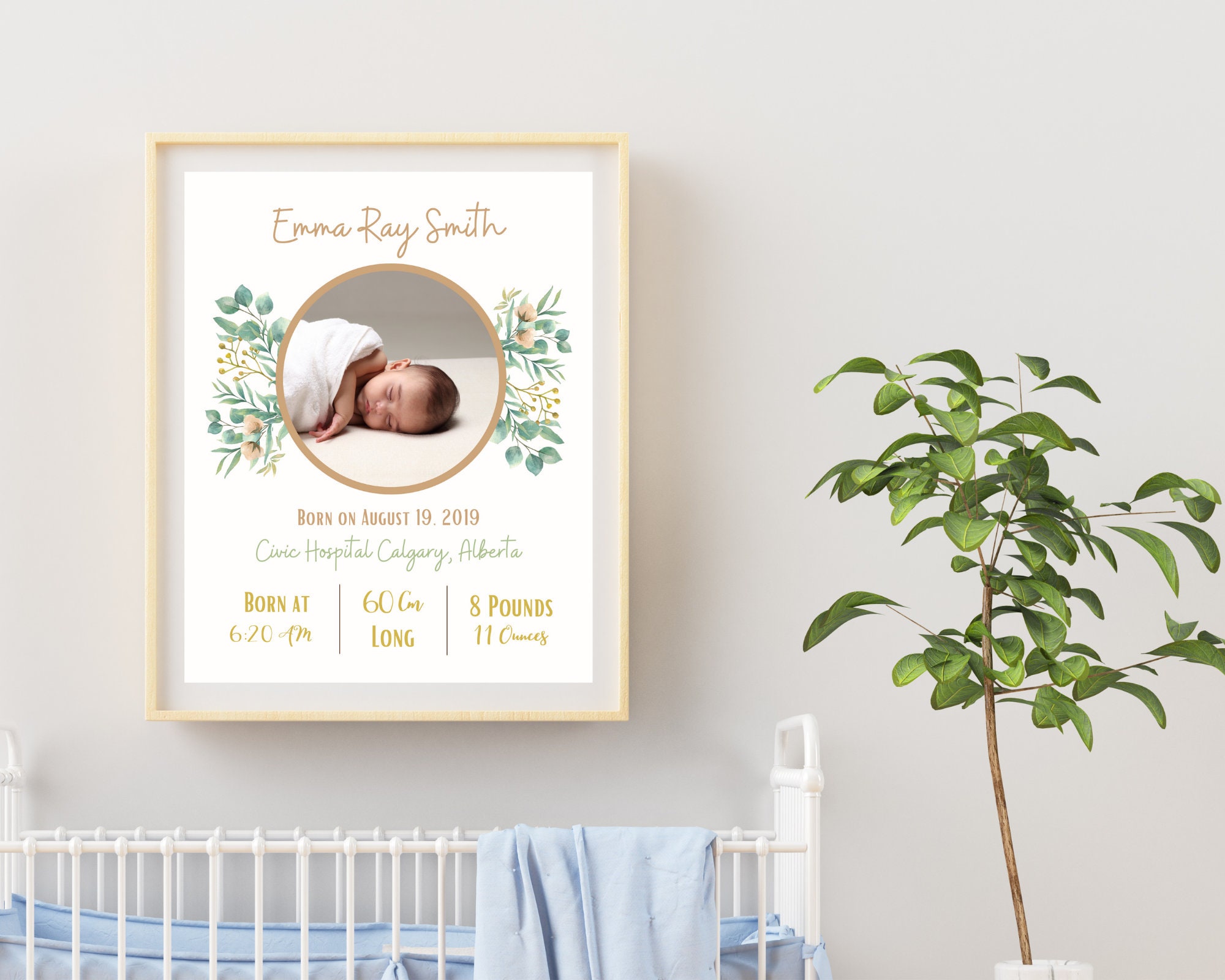 Printable Birth Stats Wall Art Personalized Newborn Gift - Etsy