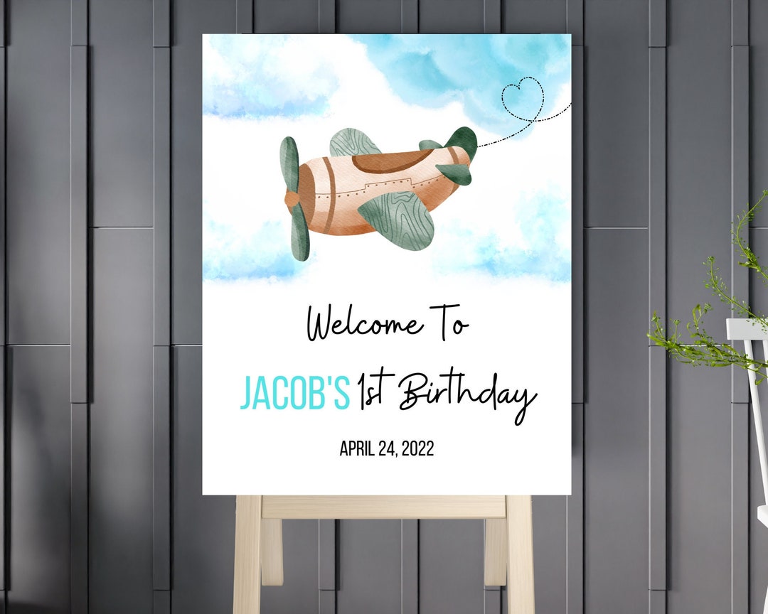 Printable Airplane Theme Birthday Welcome Sign Airplane - Etsy