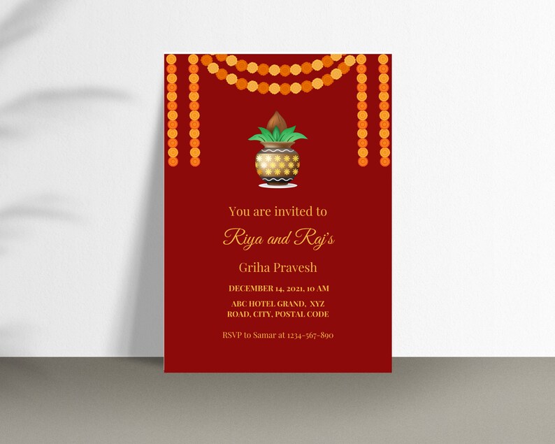 Housewarming Invitation Griha Pravesh Invitation Hawan - Etsy