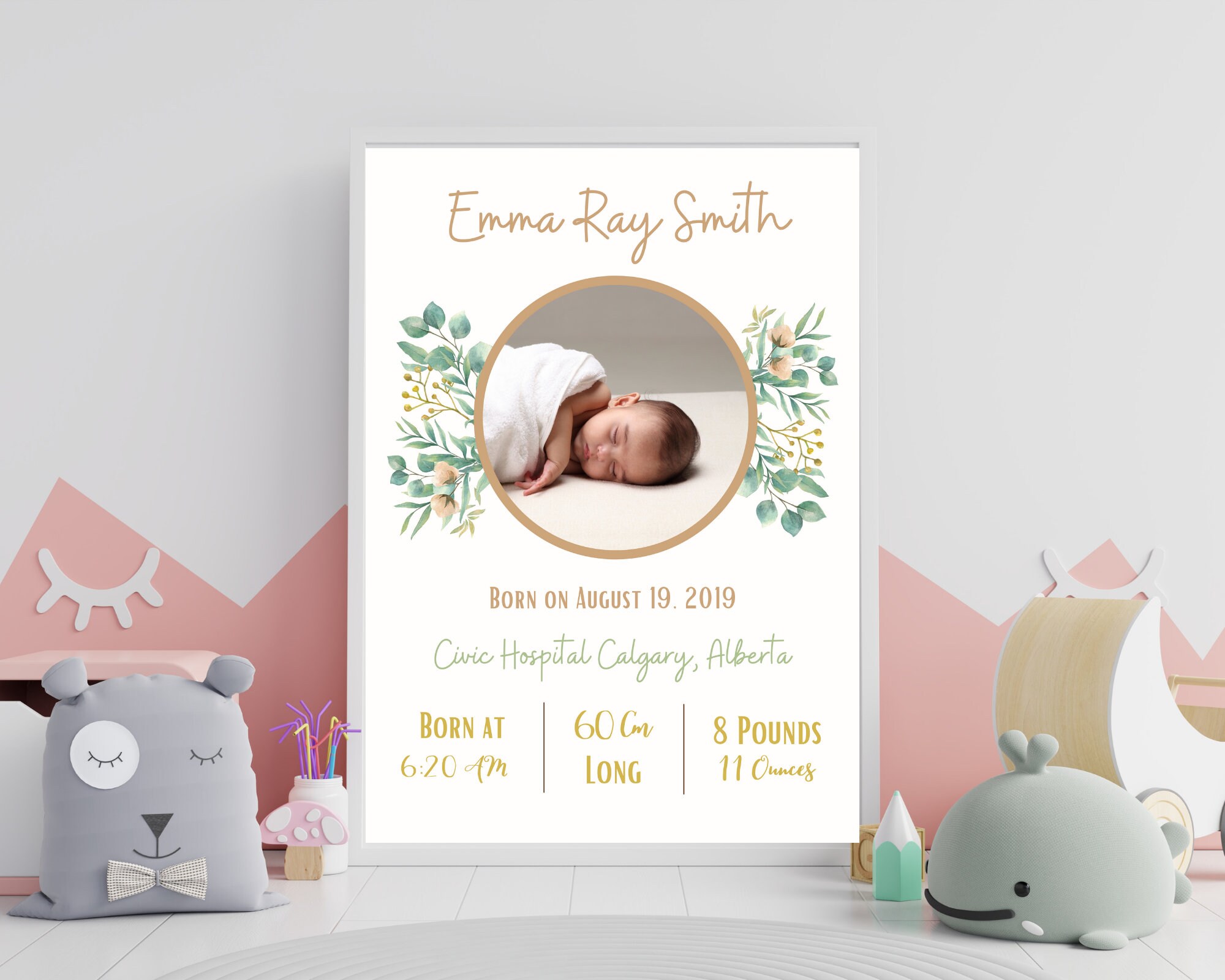 Printable Birth Stats Wall Art Personalized Newborn Gift - Etsy