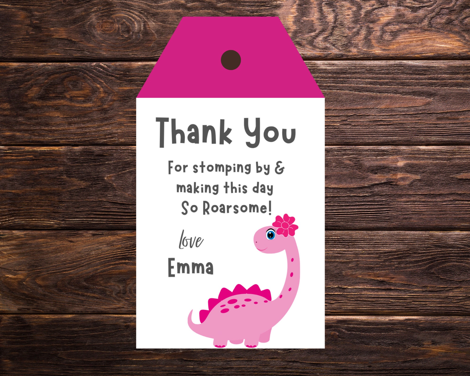 Printable Birthday Thank You Tags Personalized Text Dino - Etsy