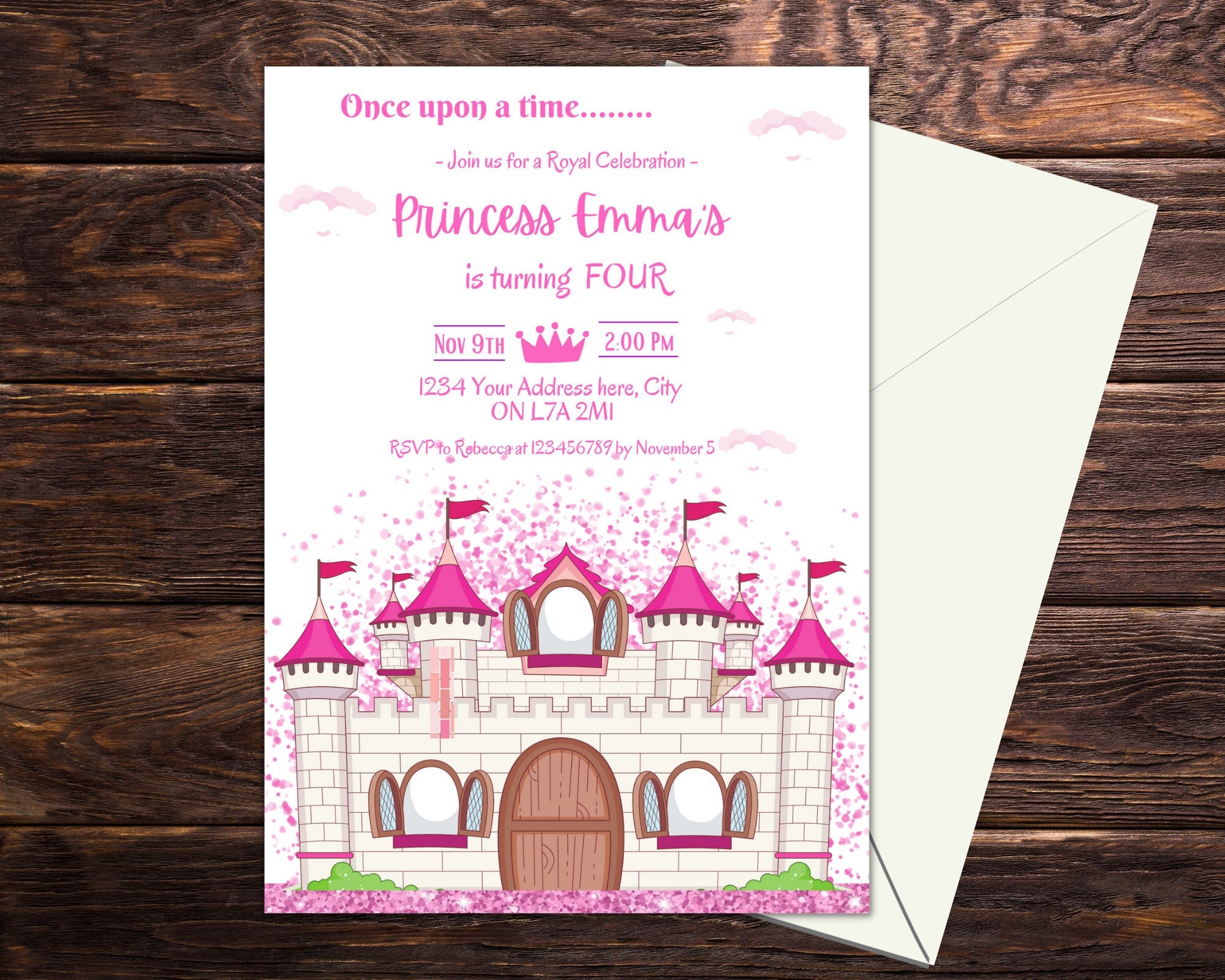 Printable Birthday Invitation Princess Theme Party Princess - Etsy