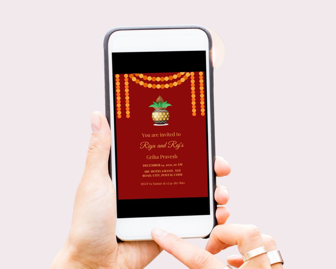 Housewarming Invitation, Griha Pravesh Invitation, Hawan Invite, Housewarming Party Invite ...