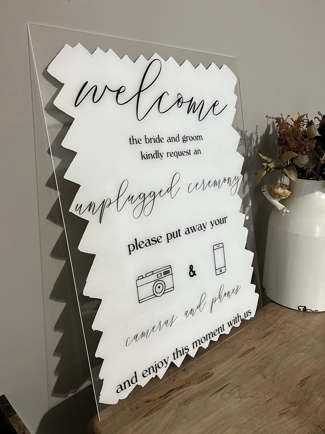 Acrylic Unplugged Ceremony Wedding Sign 18x24 Acrylic Wedding Sign Hand ...