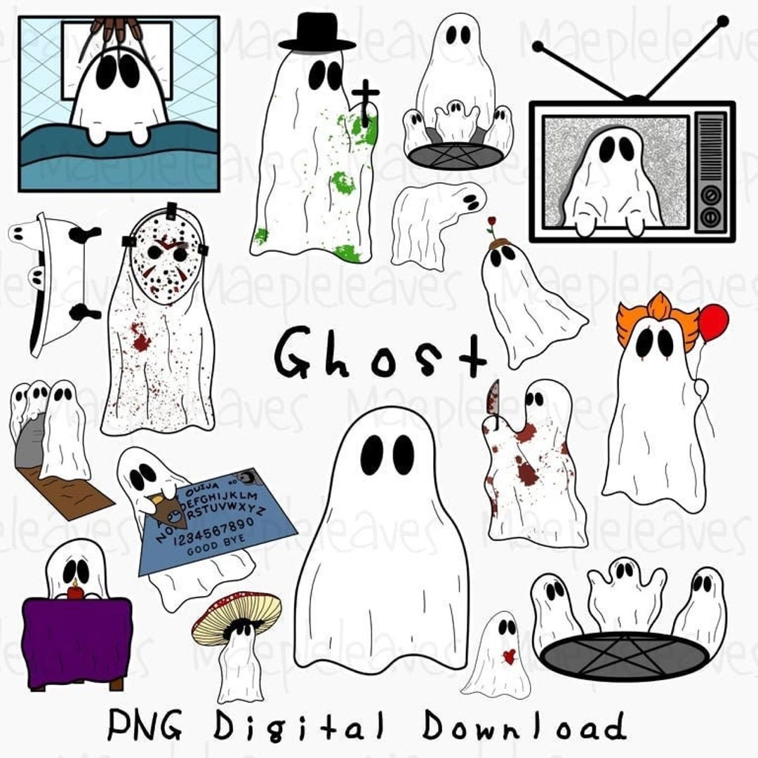 Ghost Clip Art, Printable Digital Download, PNG for Digital Journaling ...