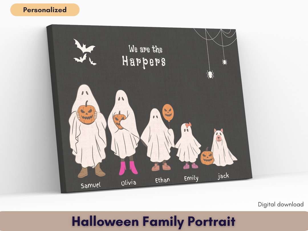 Halloween Ghost Family Portrait Halloween Family Art Custom - Etsy