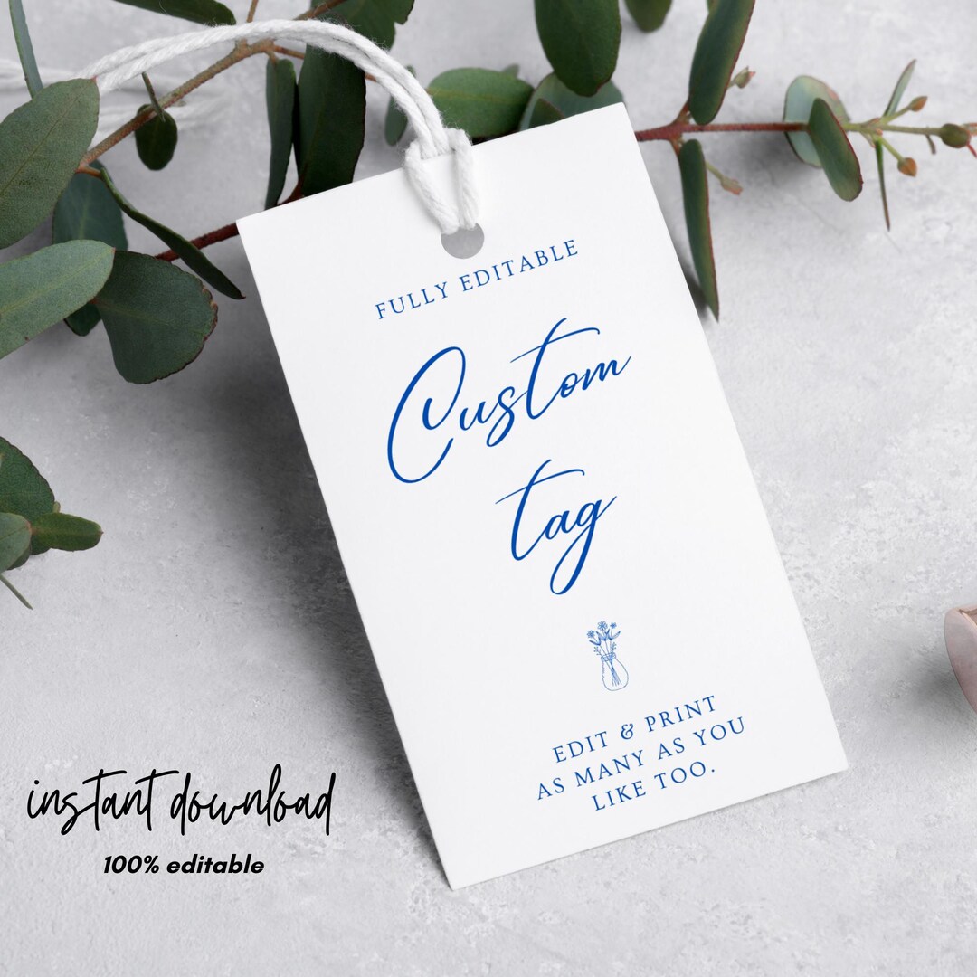 Editable Thank You Tag, Rustic Wedding Favor Calligraphy Minimalist ...