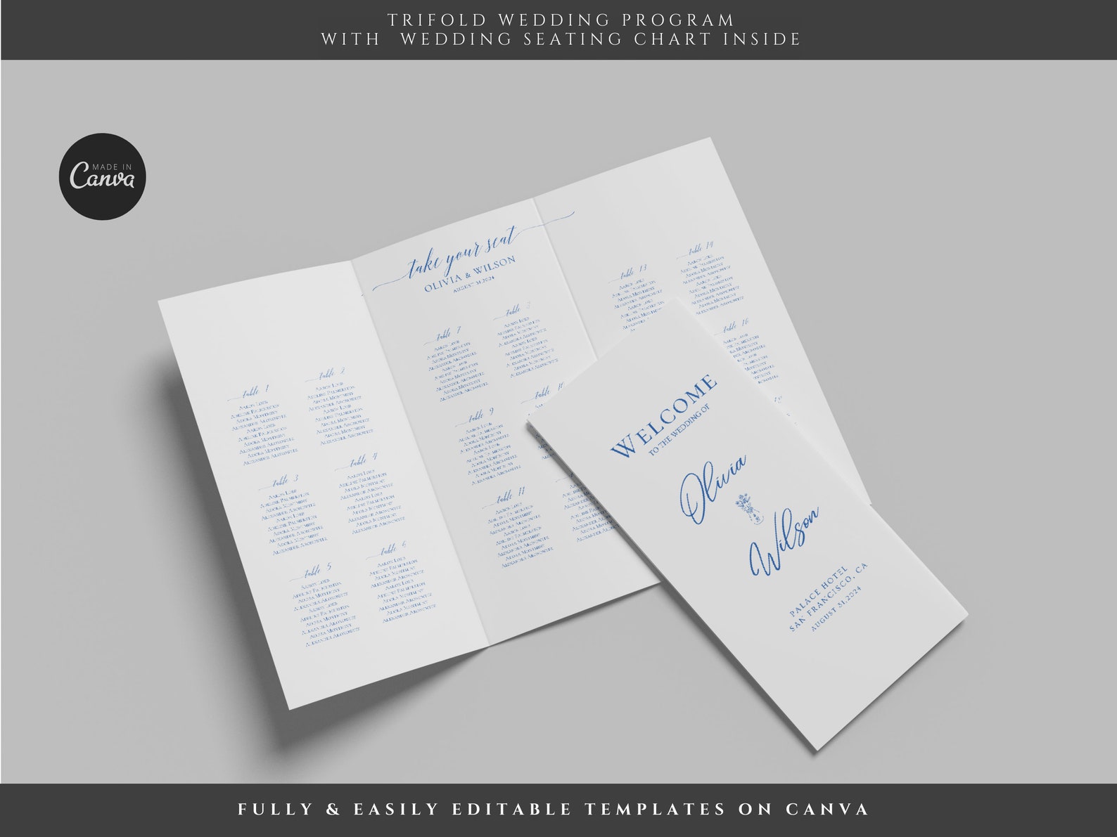 Trifold Wedding Program, Trifold Wedding Timeline Wedding Seating Chart ...