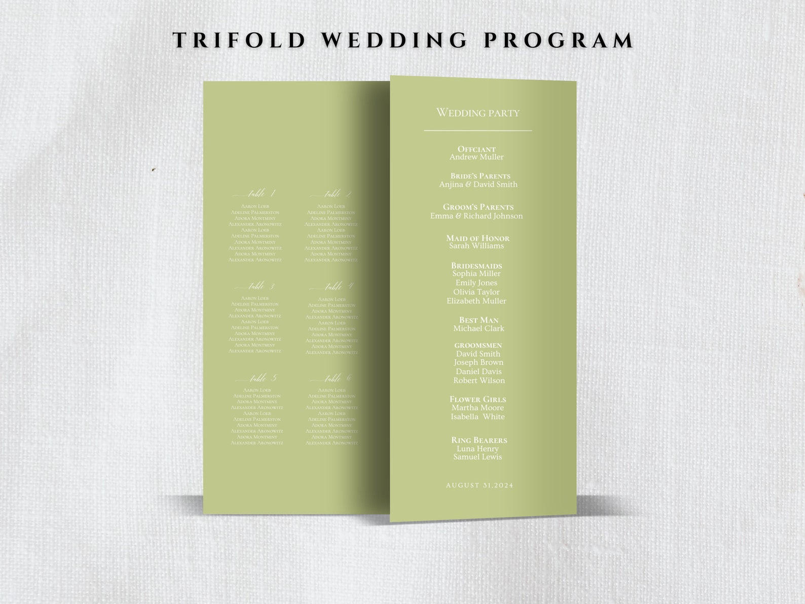 Trifold Wedding Timeline With Wedding Seating Chart Template, Wedding ...