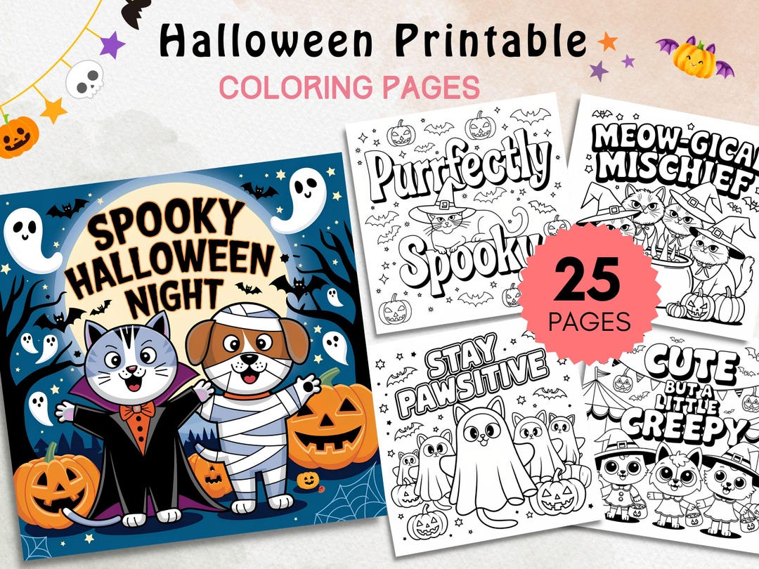 Halloween Coloring Book Printable for Adults, Teens & Kids, Spooky ...