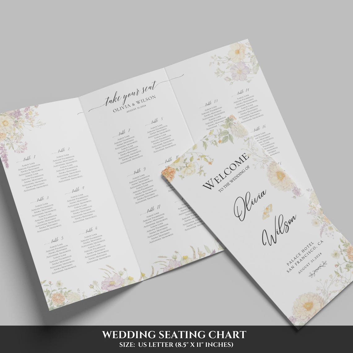 Trifold Wedding Program, Trifold Wedding Timeline Wedding Seating Chart ...