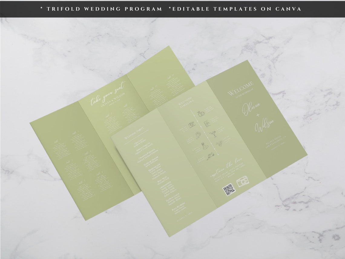 Trifold Wedding Timeline With Wedding Seating Chart Template, Wedding ...