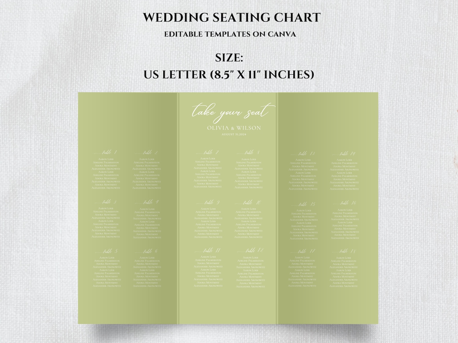 Trifold Wedding Timeline With Wedding Seating Chart Template, Wedding ...