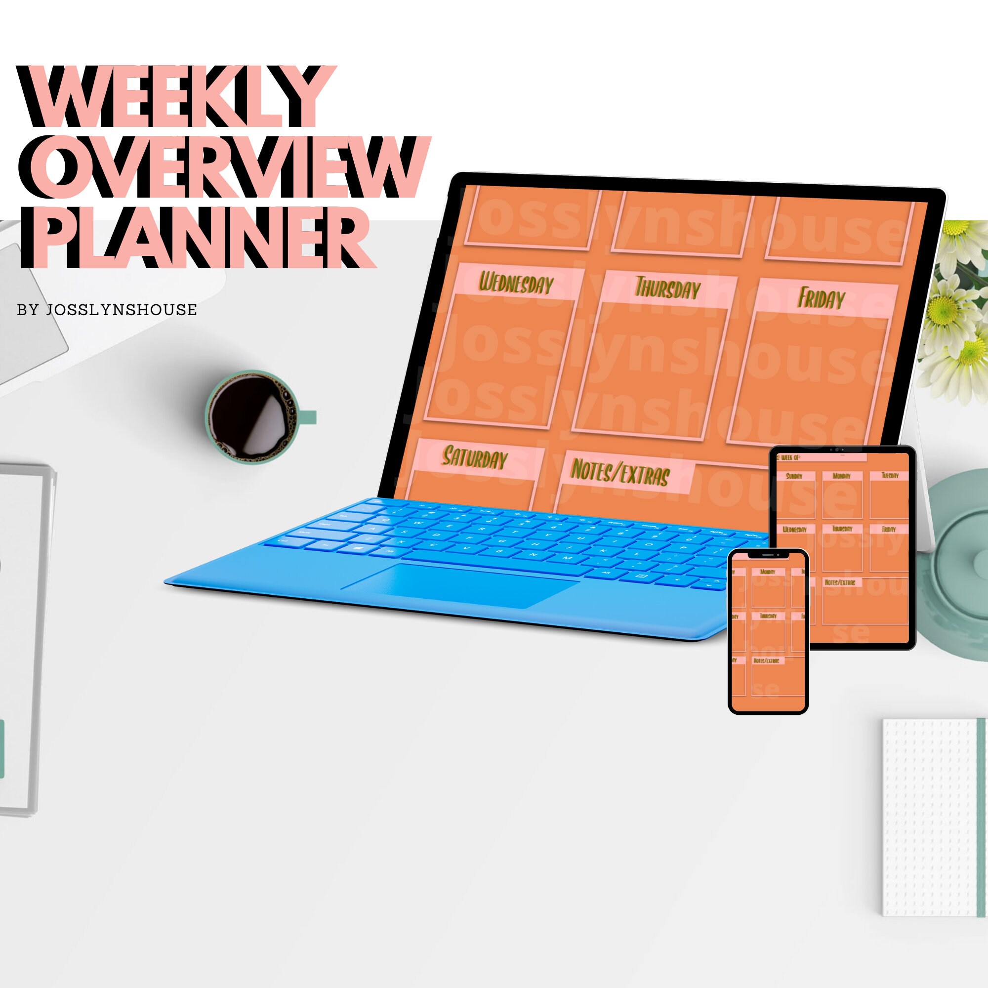 DIGITAL WEEKLY Planner for Goodnotes and Note Taking Apps, Digital ...