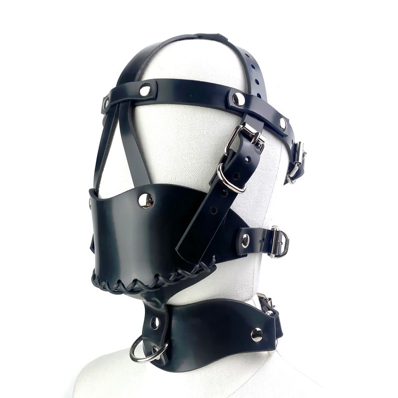 Heavy Rubber Muzzle / Head Harness With Ergonomic Shaped Collar Bondage ...