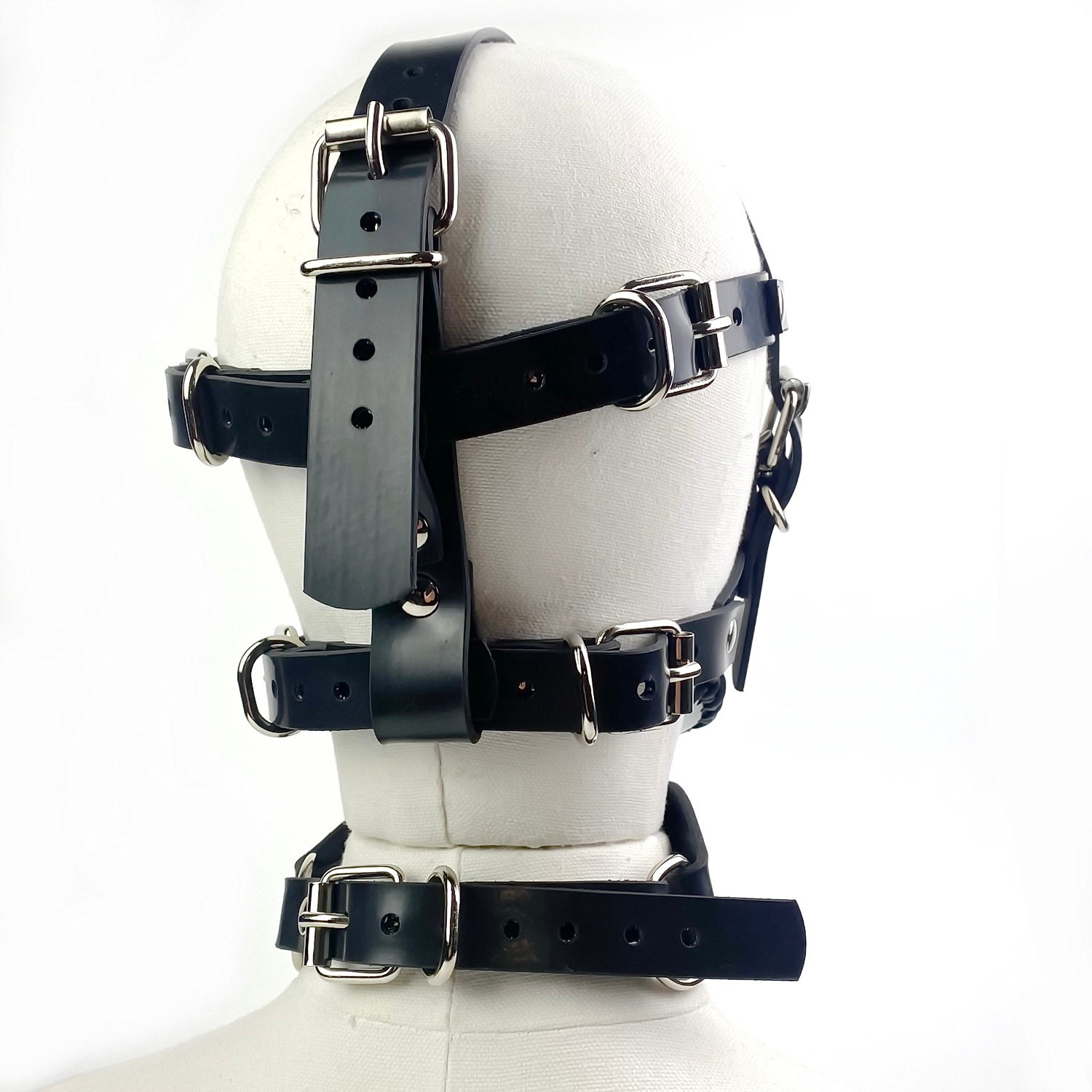 Heavy Rubber Muzzle / Head Harness With Ergonomic Shaped Collar Bondage ...