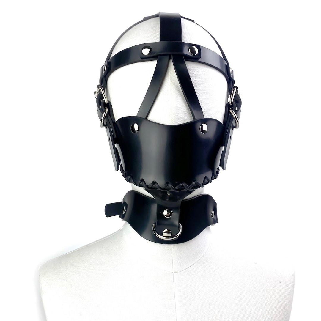Heavy Rubber Muzzle / Head Harness With Ergonomic Shaped Collar Bondage ...