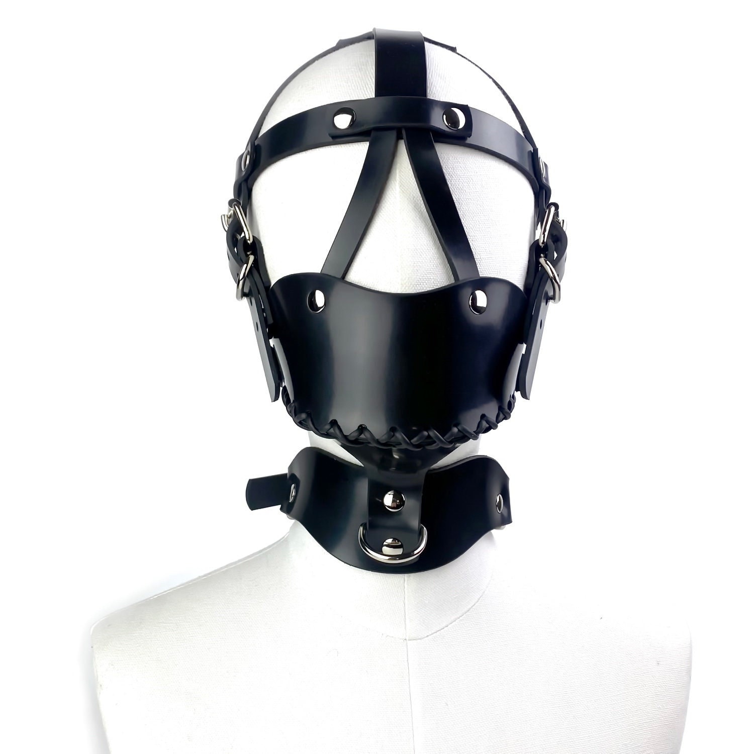 Heavy Rubber Muzzle / Head Harness With Ergonomic Shaped Collar Bondage ...
