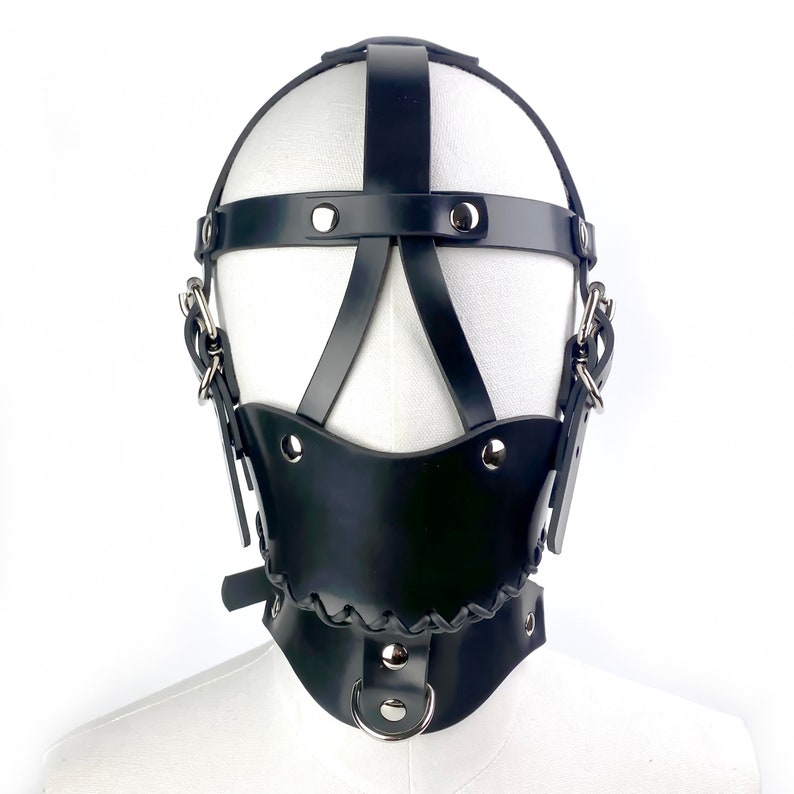 Heavy Rubber Muzzle / Head Harness With Ergonomic Shaped Collar Bondage ...