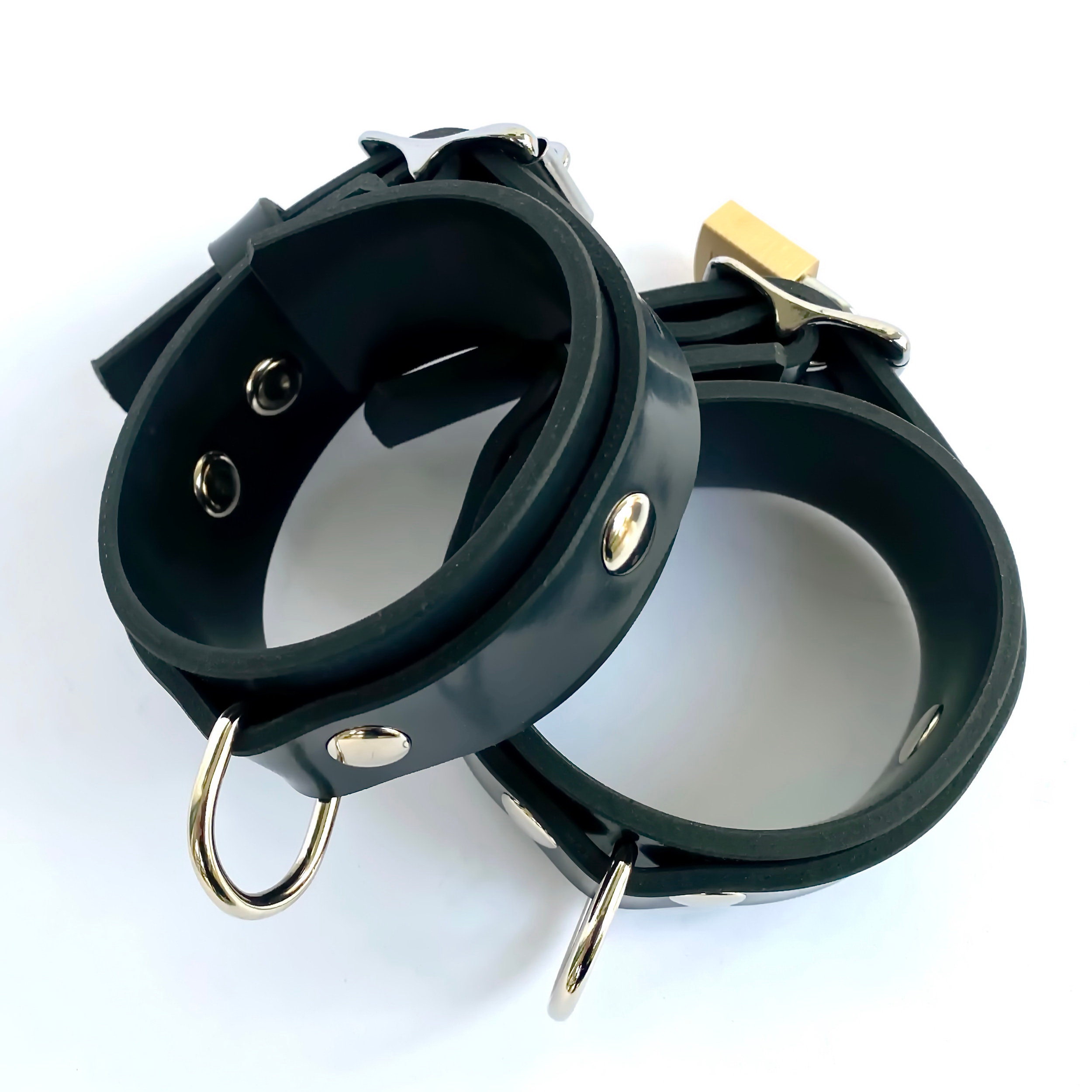 Heavy Rubber Lockable Ankle Restraint Set - Bondage Fetish Passion ...