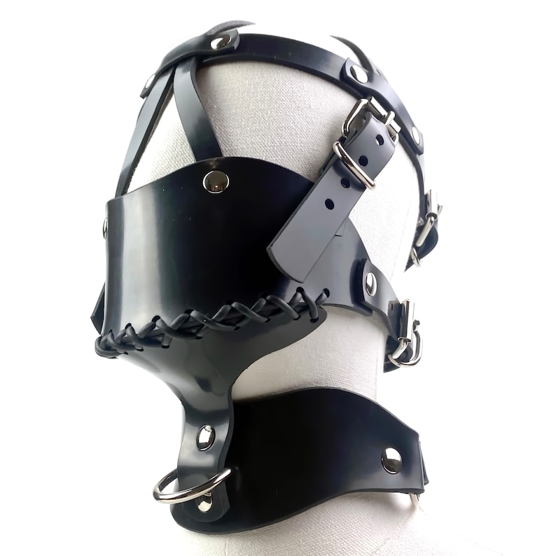 Heavy Rubber Muzzle / Head Harness With Ergonomic Shaped Collar Bondage ...