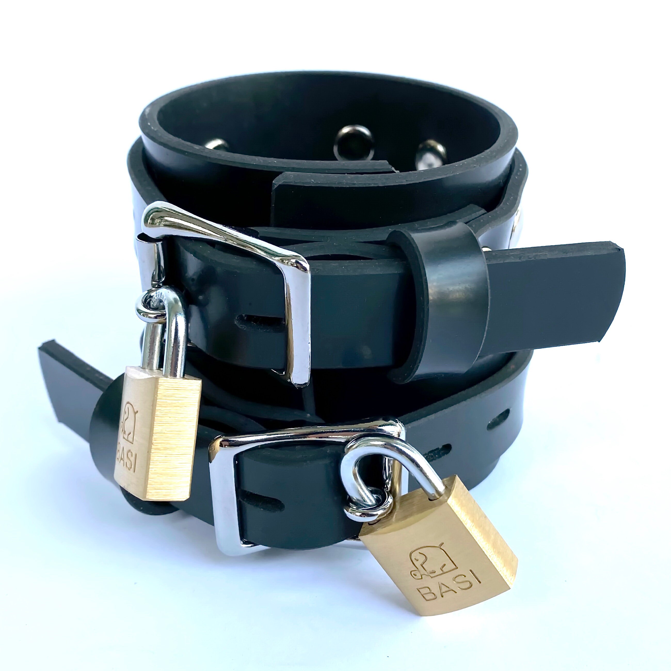 Heavy Rubber Lockable Ankle Restraint Set - Bondage Fetish Passion ...